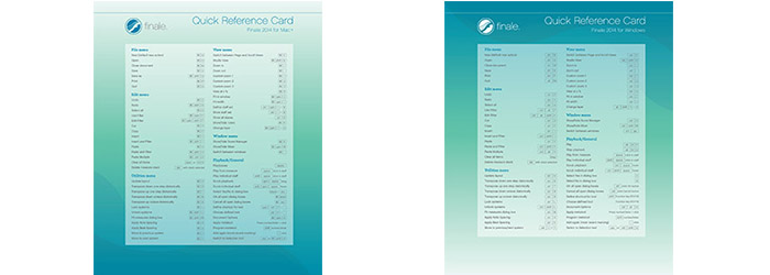 New Finale Quick Reference Card - Finale
